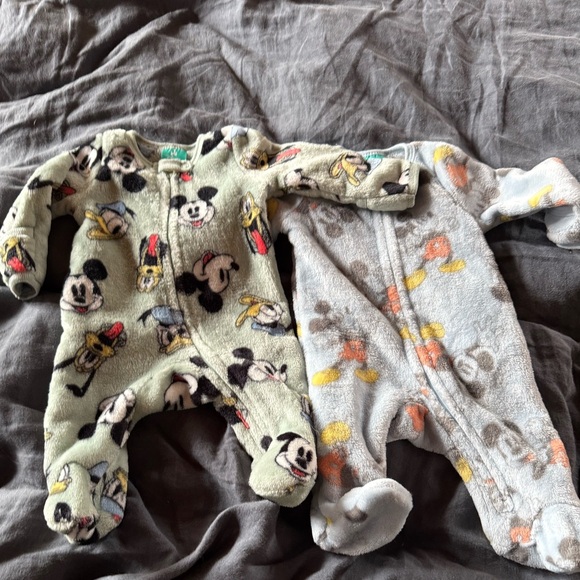 Disney | One Pieces | Disney Mickey Mouse Fleece Onesie Sleepers | Poshmark